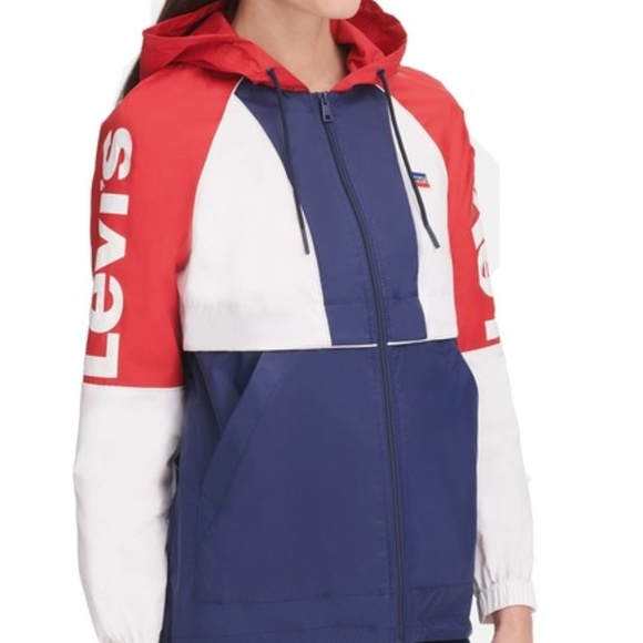 Levi's | Jackets & Coats | Levis Color Block Navy White Hooded ...
